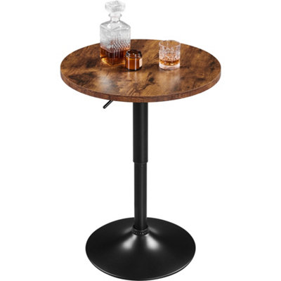 Yaheetech Rustic Brown Round Bar Table with Adjustable Height