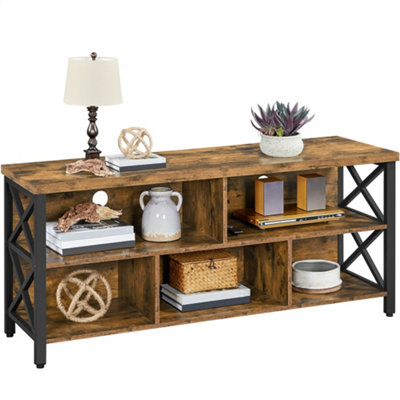Yaheetech Rustic Brown TV Cabinet Modern Media Cabinet Console Table ...