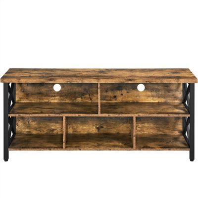 Yaheetech Rustic Brown TV Cabinet Modern Media Cabinet Console Table ...
