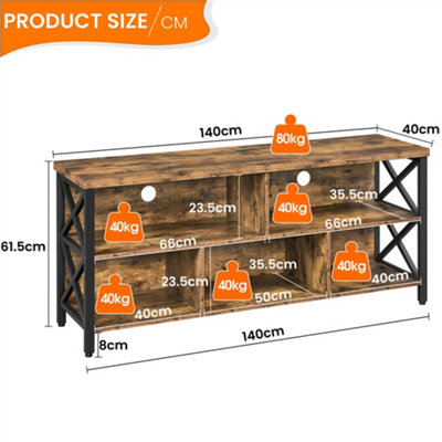 Yaheetech Rustic Brown TV Cabinet Modern Media Cabinet Console Table ...