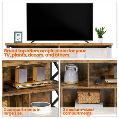 Yaheetech Rustic Brown TV Cabinet Modern Media Cabinet Console Table ...