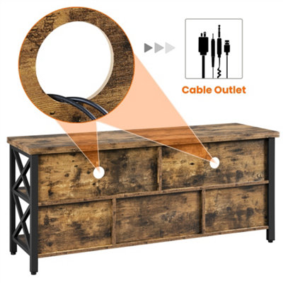 Yaheetech Rustic Brown TV Cabinet Modern Media Cabinet Console Table ...