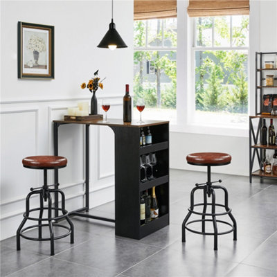 Yaheetech Rustic Swivel Bar Stool for Kitchen Bar Brown