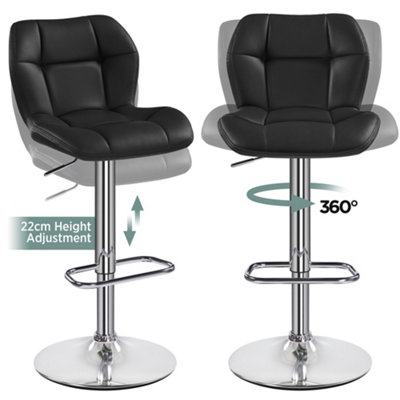 Yaheetech Set of 2 Black Modern Faux Leather Adjustable Swivel Bar ...