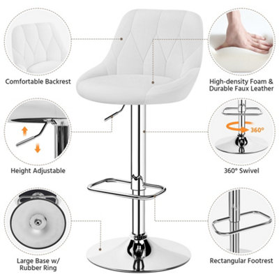 Yaheetech Set of 2 Faux Leather Swivel Bar Stools with Backrest and ...