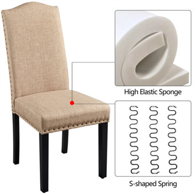 Yaheetech Set of 2 Khaki Classic Fabric Upholstered Dining Chair with ...