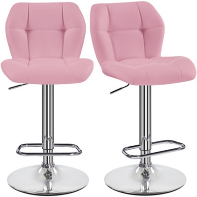 Yaheetech Set of 2 Pink Modern Faux Leather Adjustable Swivel Bar ...