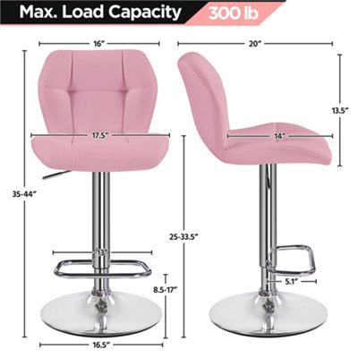 Yaheetech Set of 2 Pink Modern Faux Leather Adjustable Swivel Bar ...