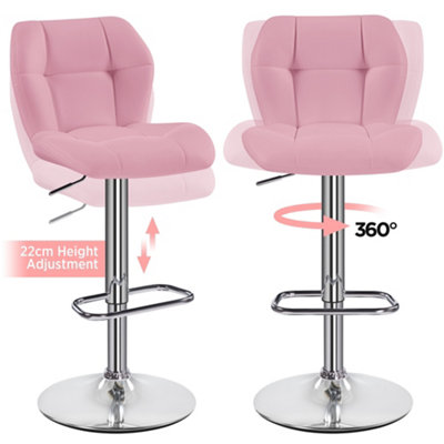 Yaheetech Set of 2 Pink Modern Faux Leather Adjustable Swivel Bar ...