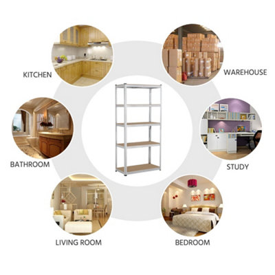 Yaheetech Silver Metal Storage Rack with 5 Adjustable Shelves