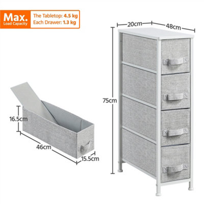 Yaheetech Slim Fabric Storage Drawers for Narrow Space Light Grey