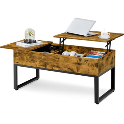 Yaheetech Split Lift Top Coffee Table with Hidden Storage Compartments ...
