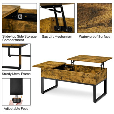 Yaheetech Split Lift Top Coffee Table with Hidden Storage Compartments ...