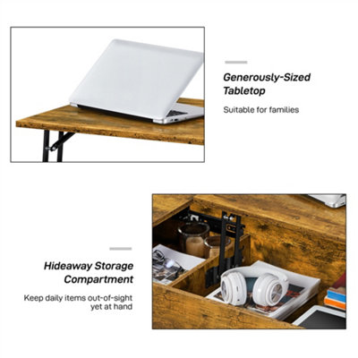Yaheetech Split Lift Top Coffee Table with Hidden Storage Compartments ...