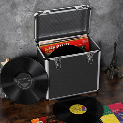 Yaheetech Storage Case for 12 Inch Vinyl LP and Albums Black