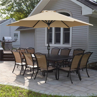 Yaheetech Tan 9FT Patio Umbrella with 6 Ribs and Push Button Tilt