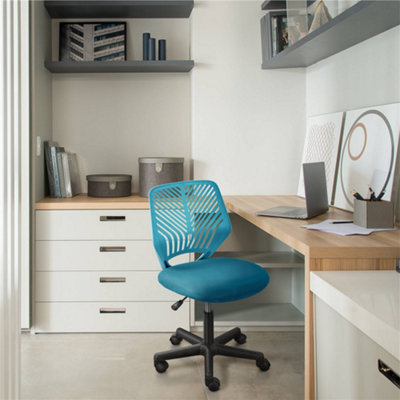 Yaheetech Turquoise Ergonomic Armless Mesh Office Chair | DIY at B&Q