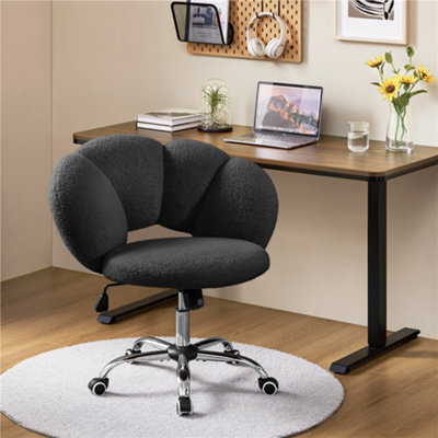 Yaheetech Upholstered Desk Chair with Cloud Shaped Backrest - Black