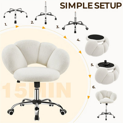 Yaheetech Upholstered Desk Chair with Cloud Shaped Backrest - White