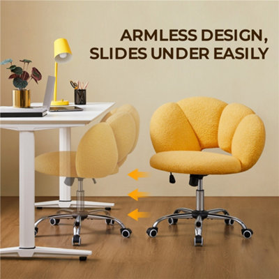 Yaheetech Upholstered Desk Chair with Cloud Shaped Backrest - Yellow