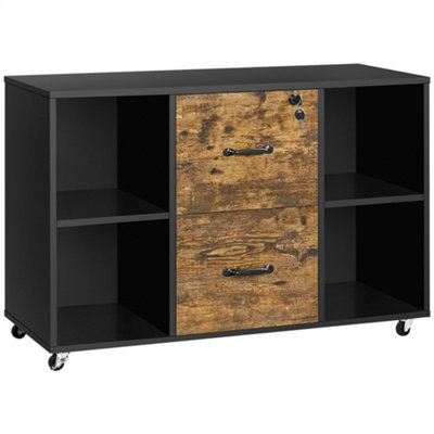 Yaheetech Vintage File Cabinet with 4 Open Storage Shelves, Black ...