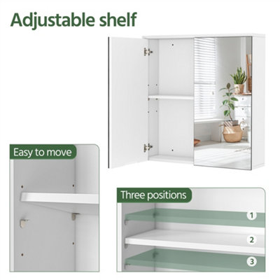 Yaheetech White 2-Tier Wall-Mounted Storage Cabinet with Double Mirror ...