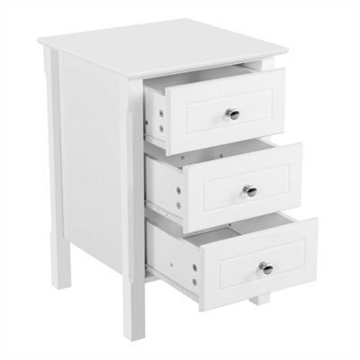 Yaheetech White 3-drawer Bedside Table Modern Style