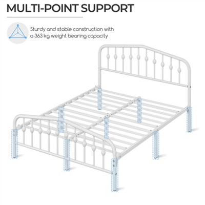 Yaheetech White 5ft King Metal Bed Frame with Arched Headboard and ...