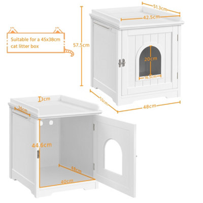 Yaheetech White Cat Litter Box Furniture Enclosure