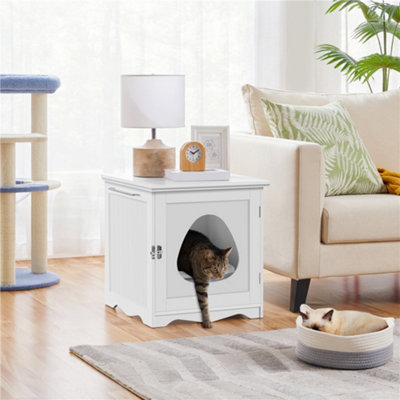 Yaheetech White Decorative Enclosed Litter Box with Seven Air Vents