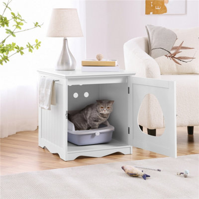 Yaheetech White Decorative Enclosed Litter Box with Seven Air Vents