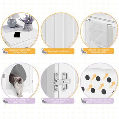 Yaheetech White Decorative Enclosed Litter Box with Seven Air Vents