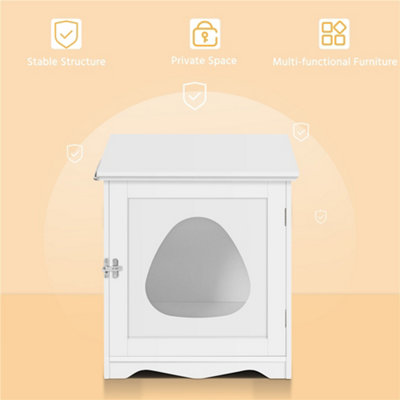 Yaheetech White Decorative Enclosed Litter Box with Seven Air Vents
