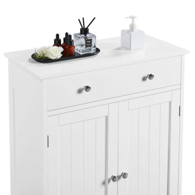 Yaheetech White Free-Standing Bathroom Cabinet with Adjustable Shelf (H ...