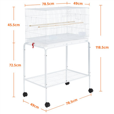 Yaheetech White Metal Bird Cage Flight Cage with Rolling Stand Extra Space