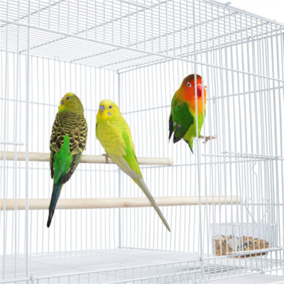 Yaheetech White Metal Bird Cage Flight Cage with Rolling Stand Extra Space