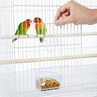 Yaheetech White Metal Bird Cage Flight Cage with Rolling Stand Extra Space