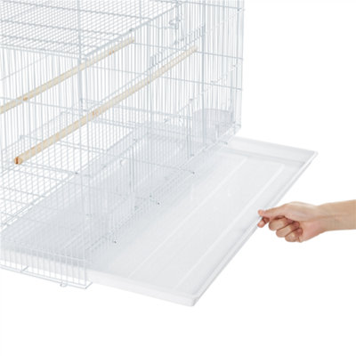 Yaheetech White Metal Bird Cage Flight Cage with Rolling Stand Extra Space