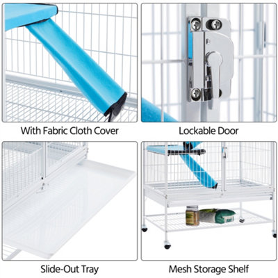 Yaheetech White Metal Rolling Small Animal Cage with Platforms