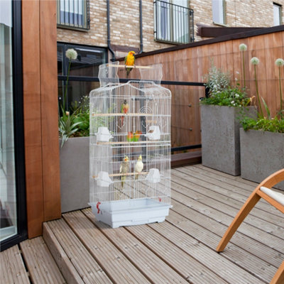 Yaheetech White Open Top Metal Birdcage Parrot Cage with Slide-out Tray ...