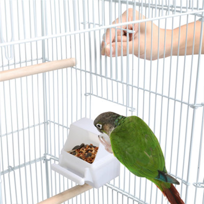 Yaheetech White Open Top Metal Birdcage Parrot Cage with Slide-out Tray ...