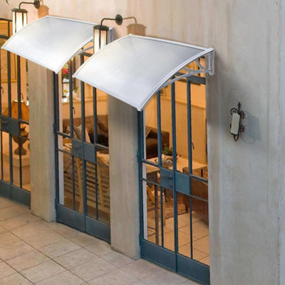 Yaheetech White Outdoor Awning Canopy for Window Front Door Porch, 120 ...