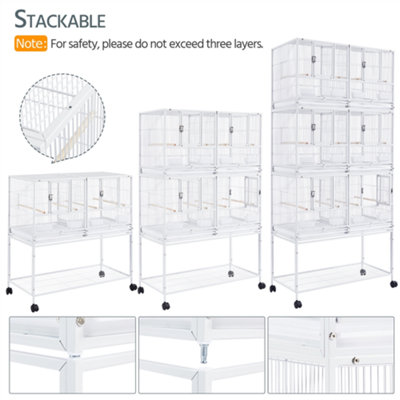 Yaheetech White Stackable Wide Bird Cage Divided Breeder Cage with ...