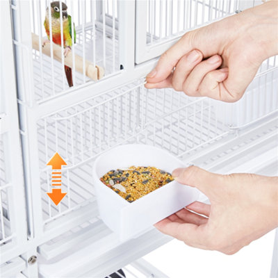 Yaheetech White Stackable Wide Bird Cage Divided Breeder Cage with ...