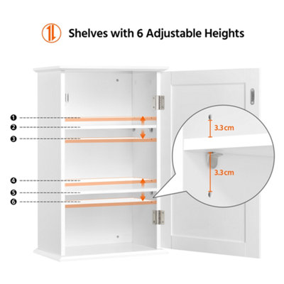Yaheetech White Wall Mounted Cabinet Storage with 3 Tiers Adjustable Shelf