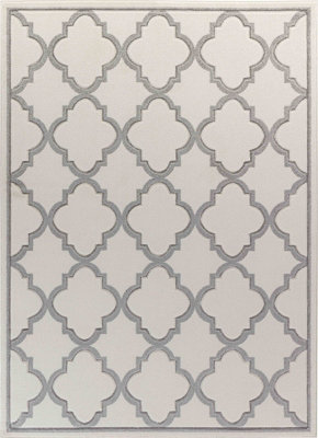 YAIZA Vintage Traditional Oriental Boho Light Grey Area Rug 160 x 213 cm