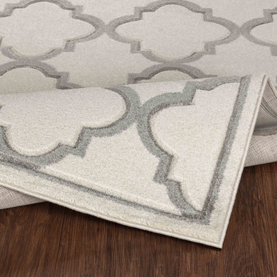 YAIZA Vintage Traditional Oriental Boho Light Grey Area Rug 160 x 213 cm