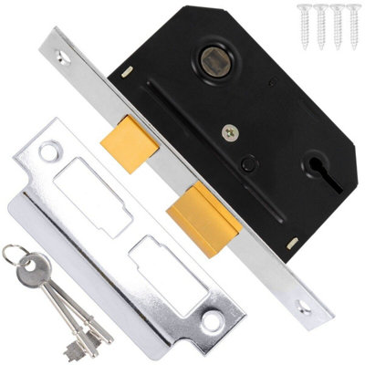 Yale Chrome Essentials 3 Lever Sash Lock & 2 Keys 64mm