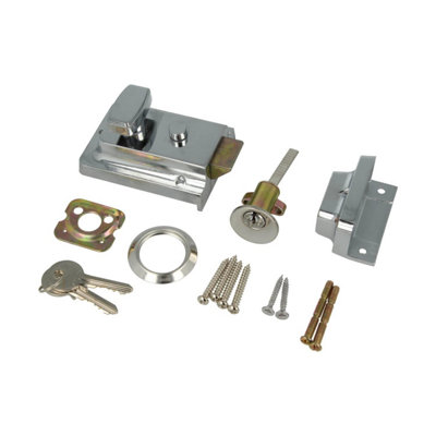 Yale Chrome Essentials Night Latch & 2 Keys 60mm Deadlock