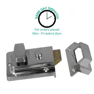 Yale Chrome Essentials Night Latch & 2 Keys 60mm Deadlock